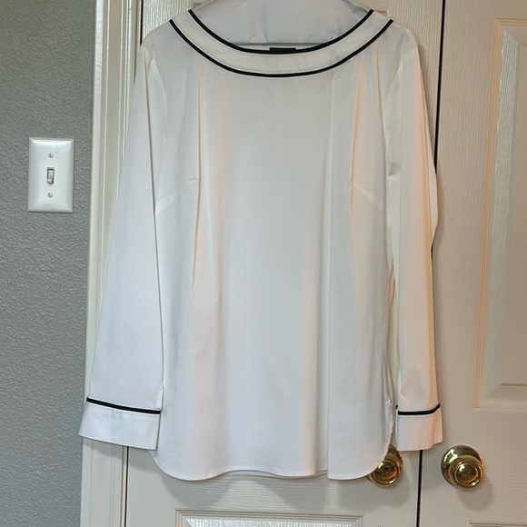 Talbots | Tops | Talbots White Popover With Black Trim Perfect For Any ...